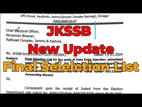JKSSB New Update/Final Selection List - YouTube