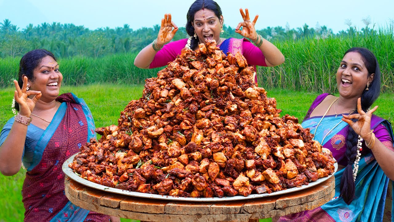 Wilderness Cooking: 100 kg Live Chicken 65 | Hand Grounded Masala ...