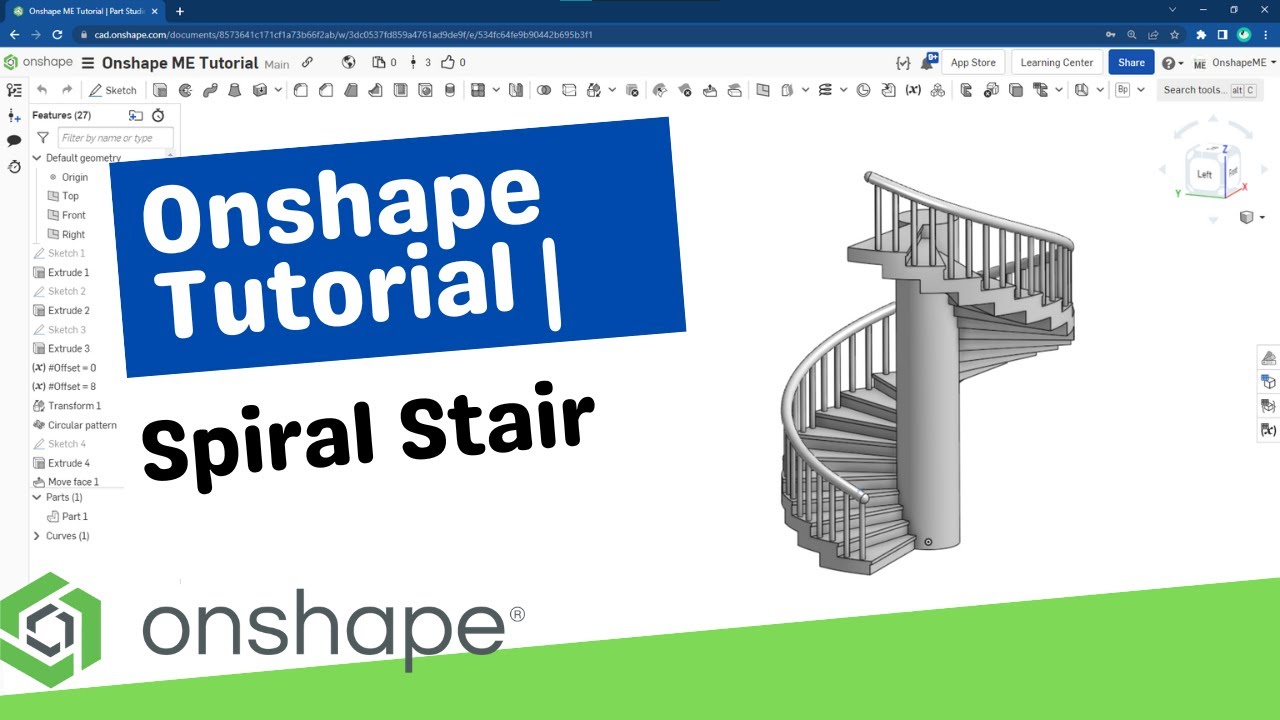 TRICKS IN MODELING STAIR IN 12 MINUTES | Onshape Tutorial - YouTube