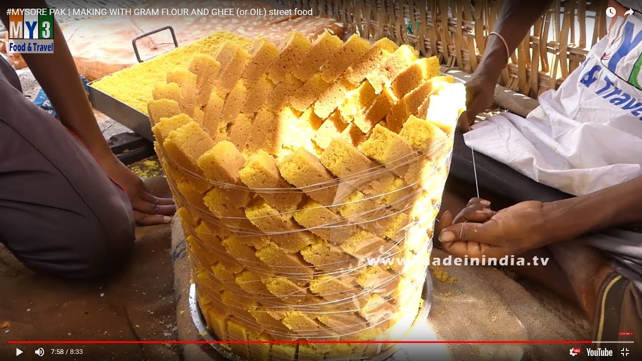 Roasted Gram Flour Sweet | #MYSOREPAK MAKING | Street Food - YouTube