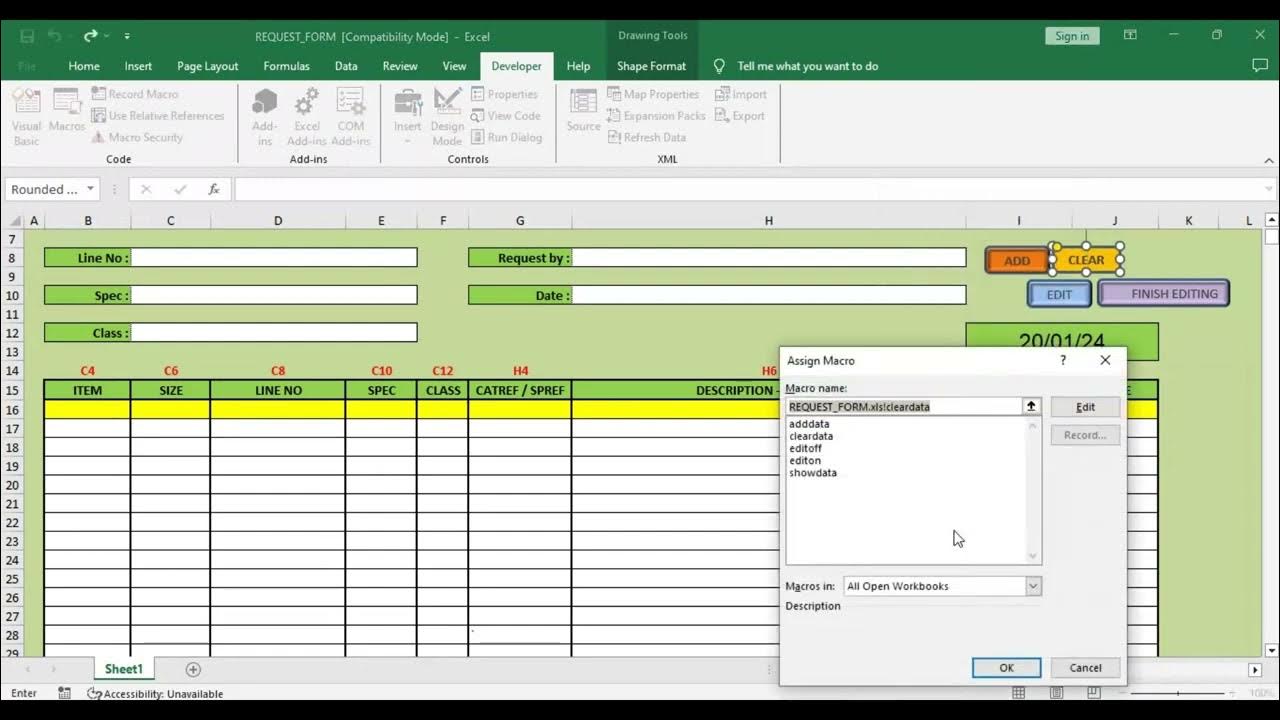 BISMILLAH : Visual Basic Application (VBA) of Excel for Component Request Form in Aveva E3D ...