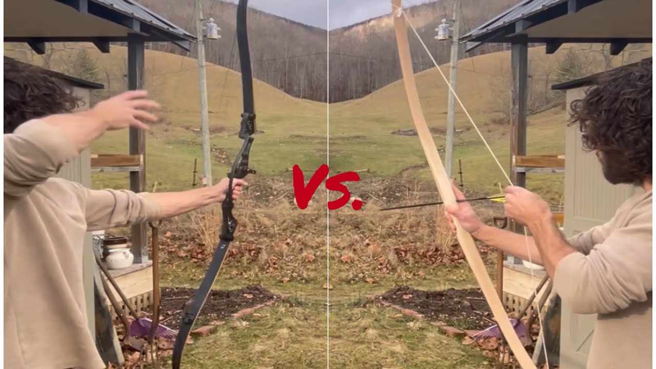Recurve bow vs. DIY longbow - YouTube