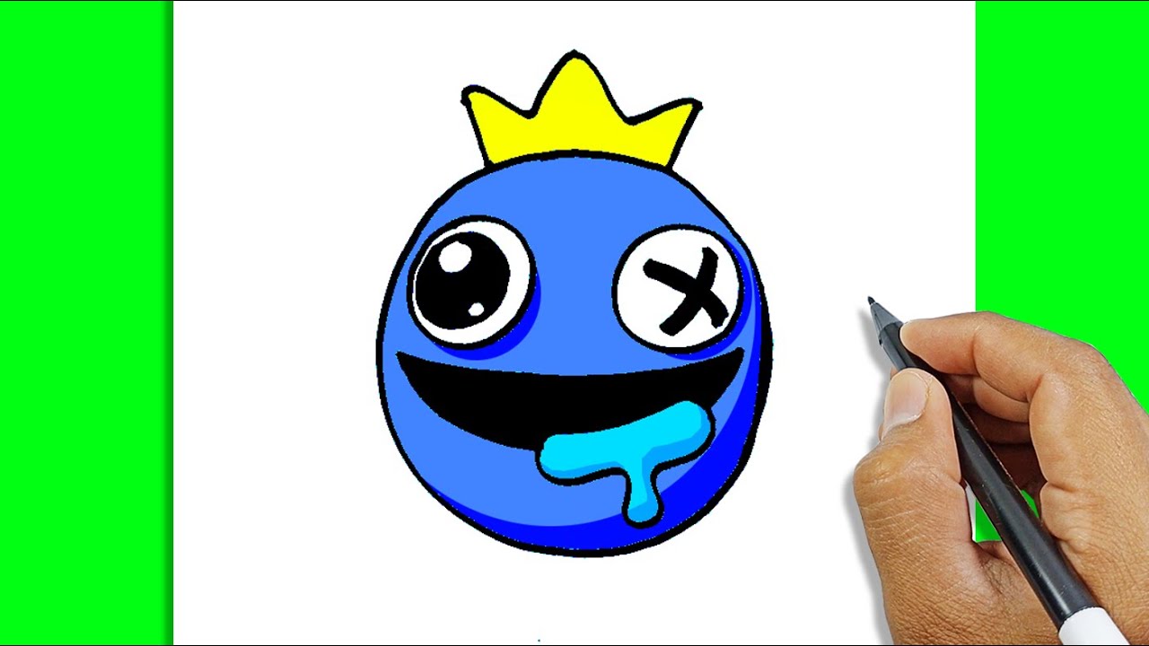 How To Draw Rainbow Friends Blue Head | Rainbow Friends Drawing - YouTube
