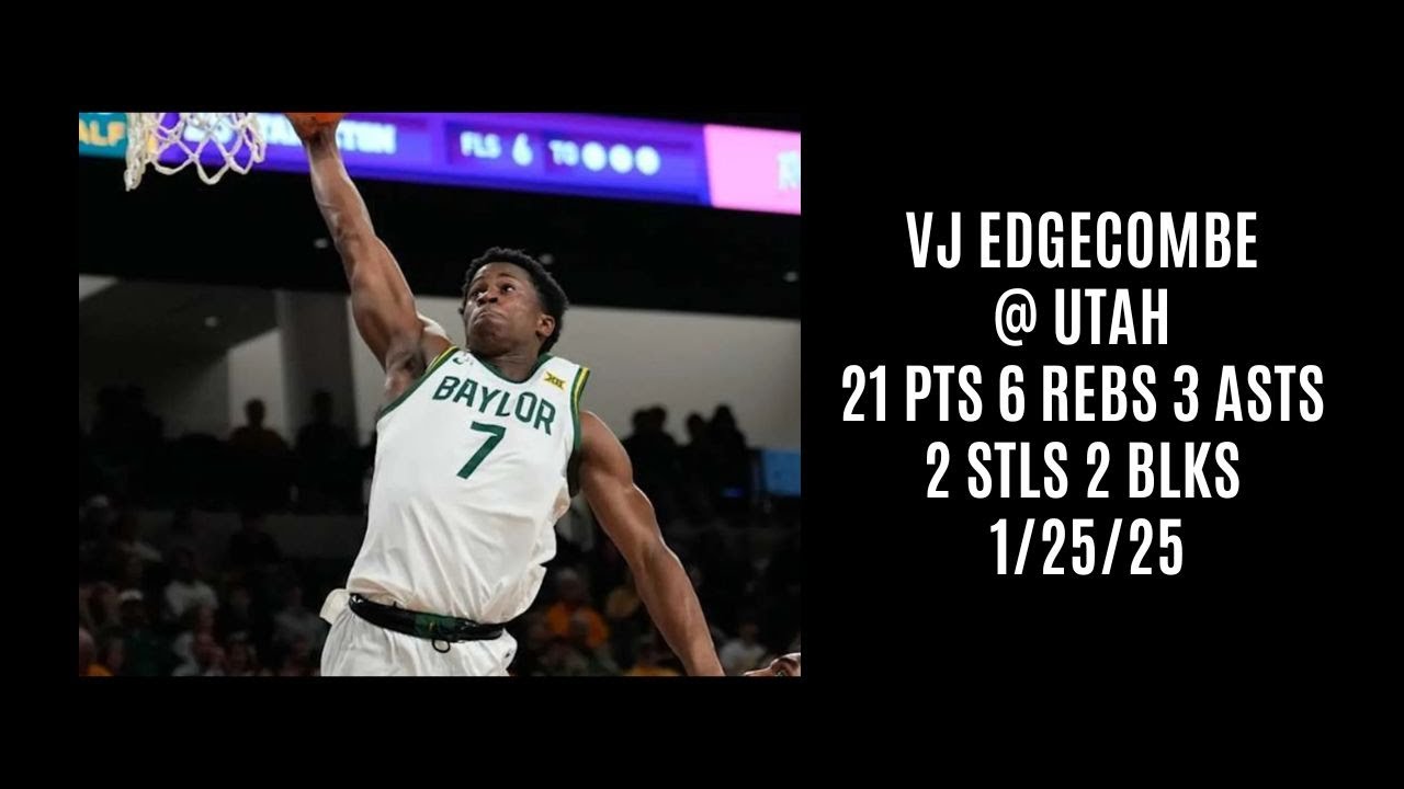 VJ Edgecombe @ Utah (21 PTS 6 REBS 3 ASTS 2 STLS 2 BLKS) 1/25/25 - YouTube