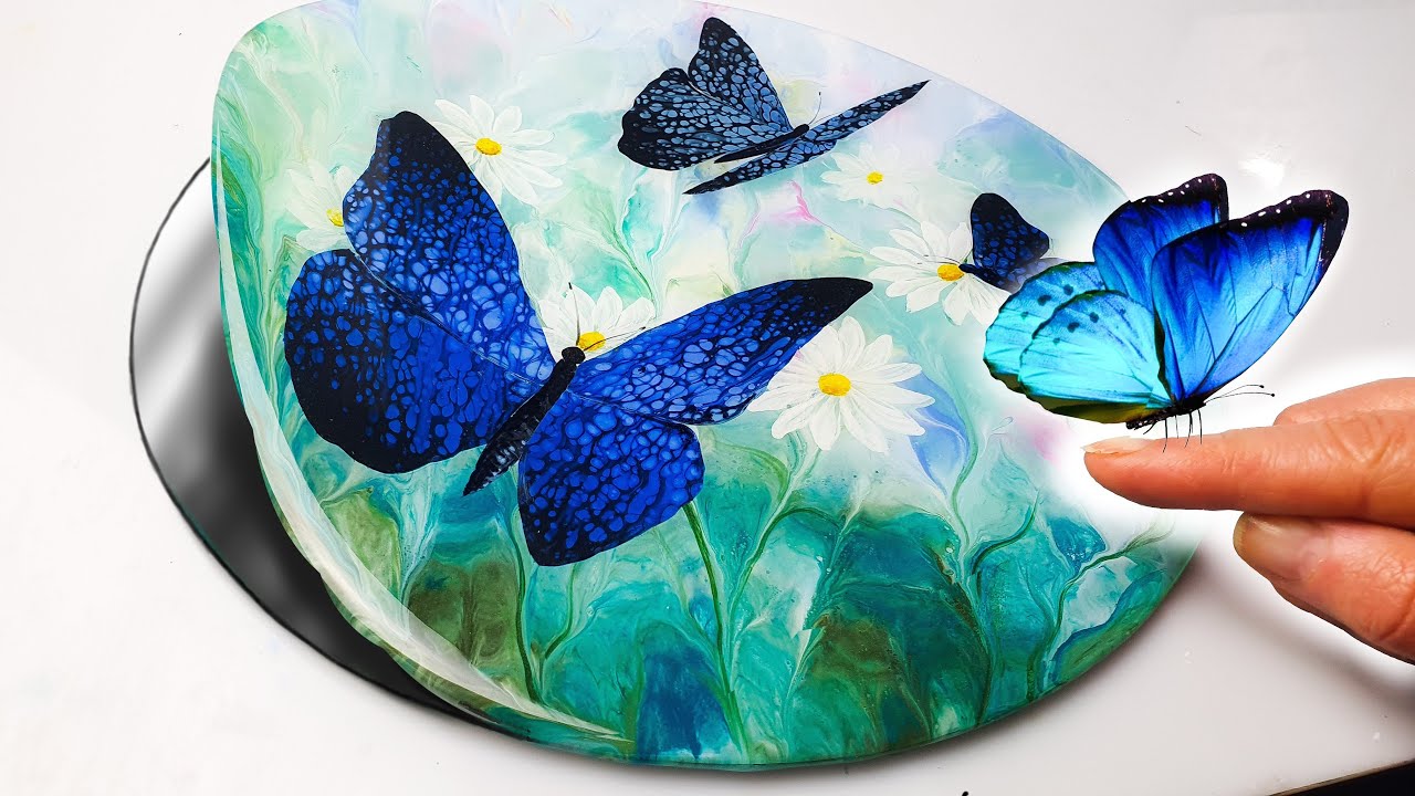 Painting Beautiful Butterflies on a MIRROR!? Easy Dip Technique + Acrylic Skin |AB Creative ...