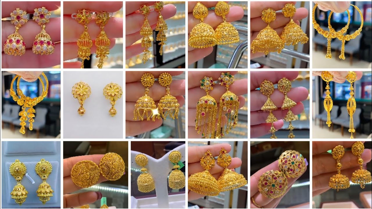 Bridal Gold Earrings designs /Most beautiful Gold Earrings designs/New ...