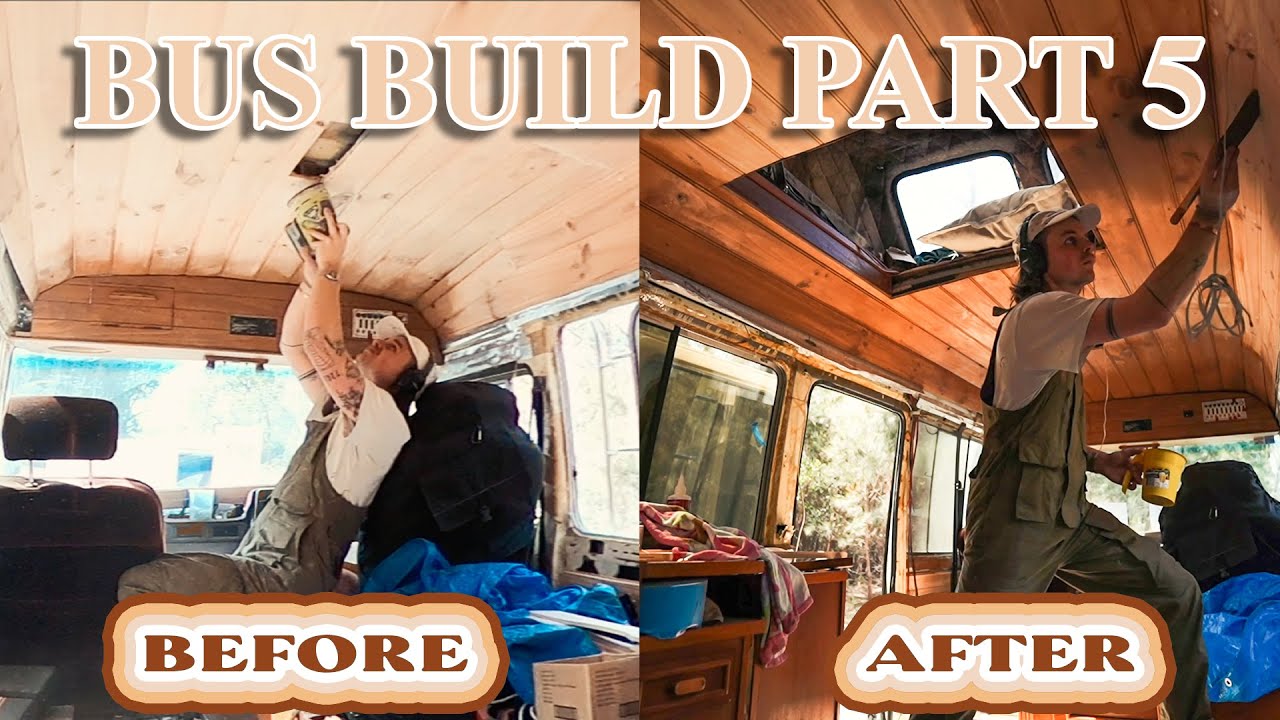 Roof Console & Interior Stain - BUS BUILD PART 5 - YouTube