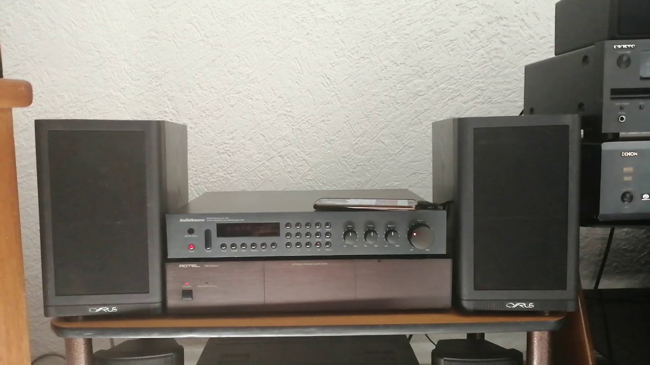 Demo Audiosource preamp, rotel rb-930ax, Mission Cyrus 780 speakers ...