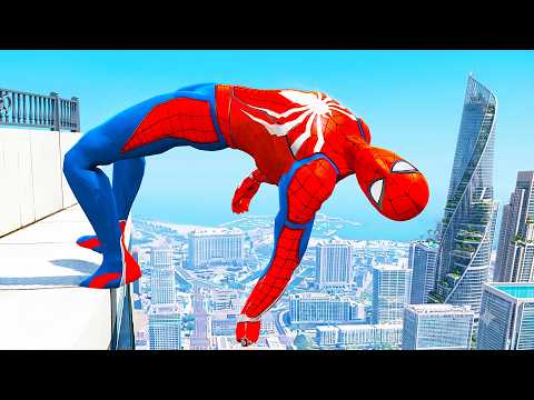 Spider-Man BEST JUMPS & CRAZY FALLS 🔥 (GTA 5 Spiderman Gameplay Fails) #3