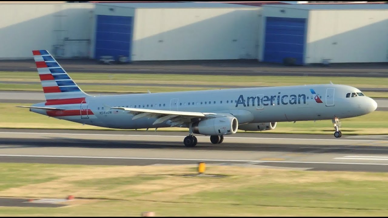 American Airlines Airbus A321-231 [N543UW] landing in PDX - YouTube