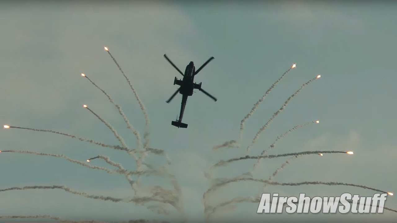 RNLAF AH-64 Apache Aerobatic Demonstration with Flares - Sanicole Intl ...