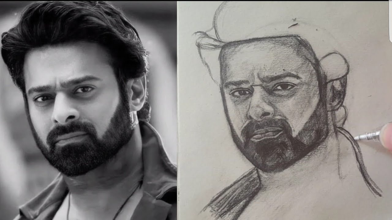 How to draw Prabhas: step-by-step Sketching tutorial Using the Loomis ...