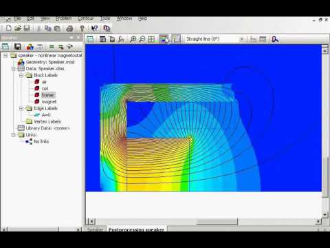 QuickField Sample: loudspeaker magnet and direct current - YouTube