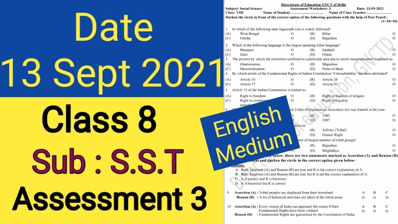 Class 8 sst Assessment worksheet 3 (13/9/21) sst Class 8 worksheet 3 ...