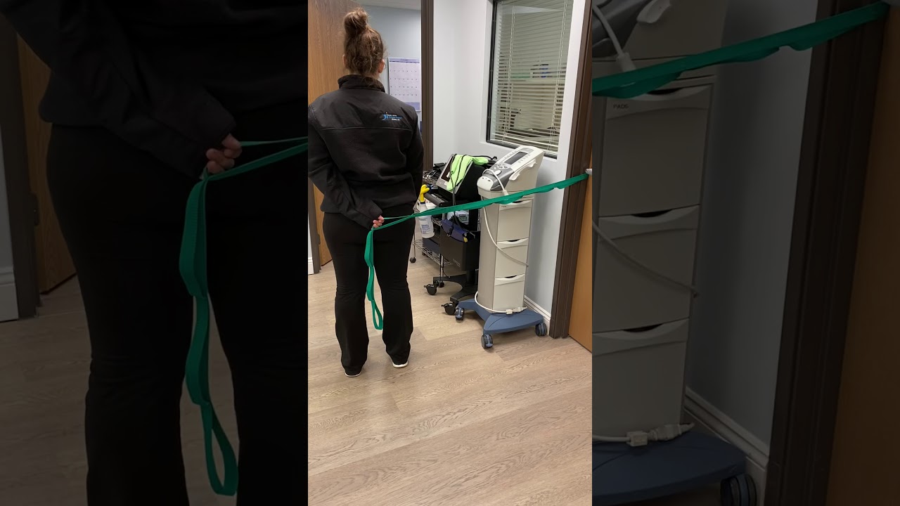 Standing Passive Shoulder Adduction for Shoulder IR with Green Strap ...