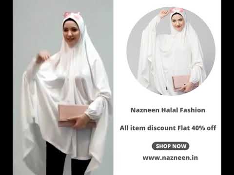 Nazneen stretchable Jersey elastic at wrist with sleeve Jilbab cum prayer khimar Hijab
