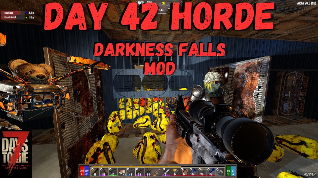 DAY 42 HORDE! Darkness Falls Mod: 7 Days To Die! [1440p!] - YouTube