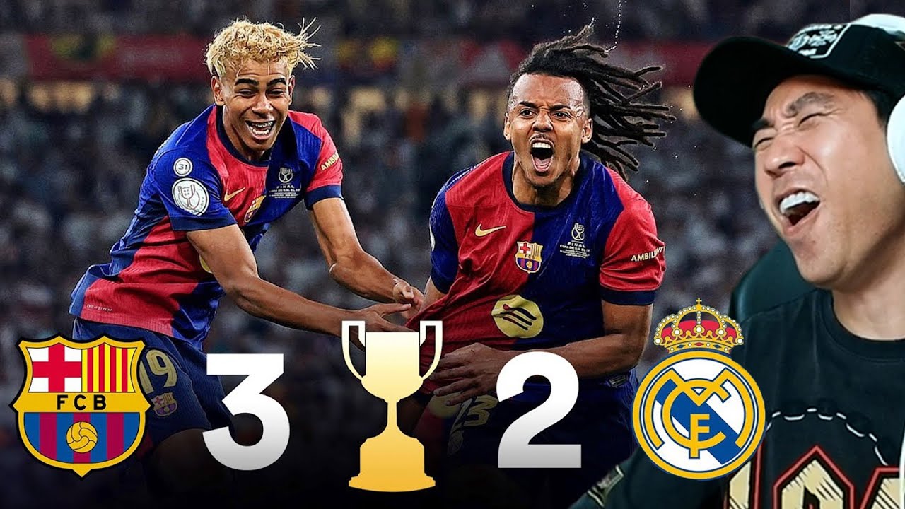 Coreano reacciona al Barcelona 3-2 Real Madrid 🔥😂 Final de la Copa del ...