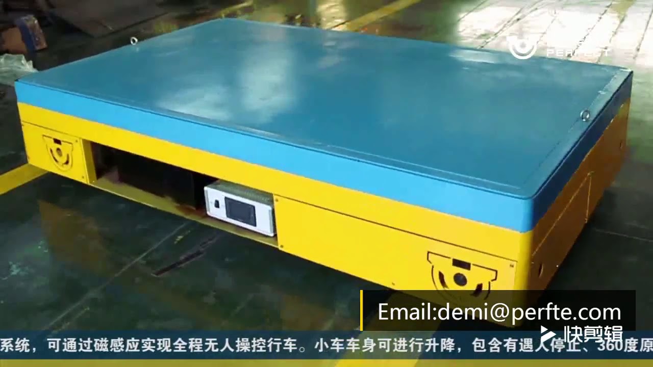 Agv intelligent hydraulic lift trackless transfer flat car - YouTube