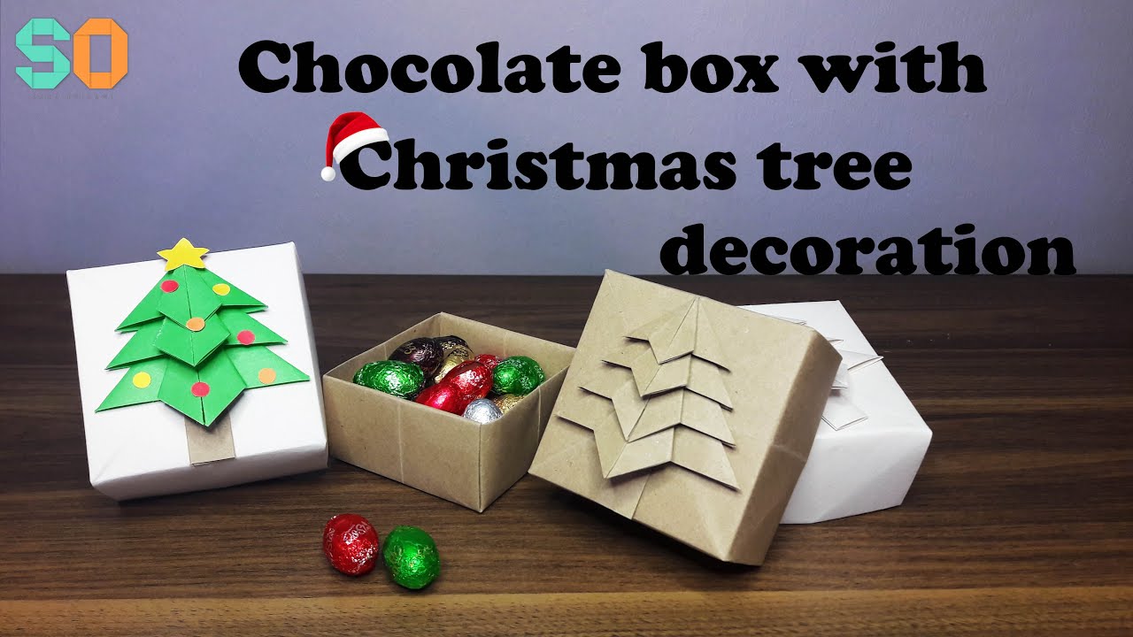 Chocolate box with Christmas tree decoration, Christmas tree origami ...