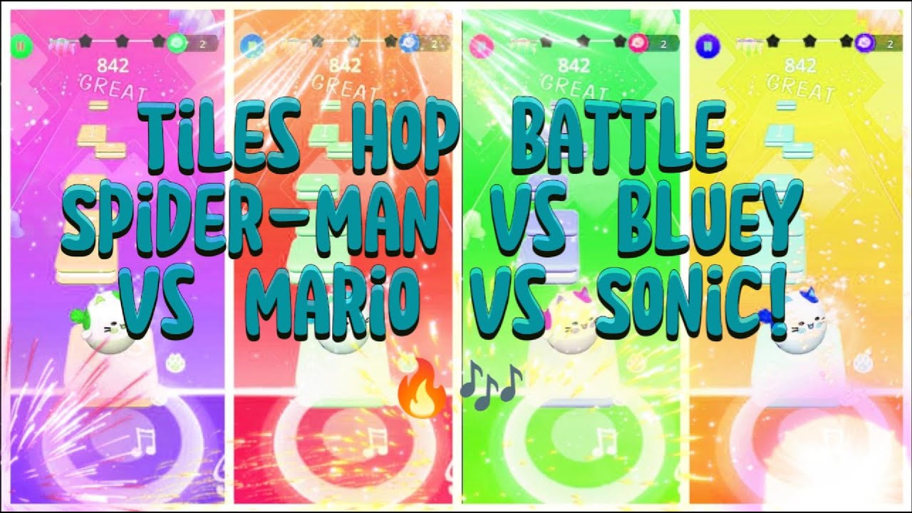 Tiles Hop Battle - Spider Man vs Bluey vs Mario vs Sonic! 🔥🎶 #1 - YouTube