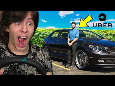 JOGANDO GTA 5 COMO UM UBER COM VOLANTE!! (Difícil)
