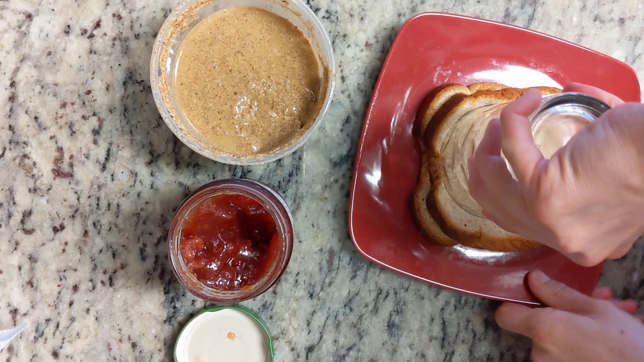 Making "Uncrustables" at home. Basically peanut butter and jelly ...