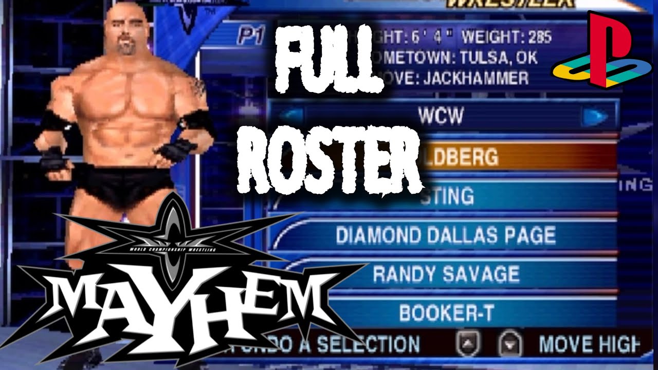 WCW Mayhem PS1 Full Roster - YouTube