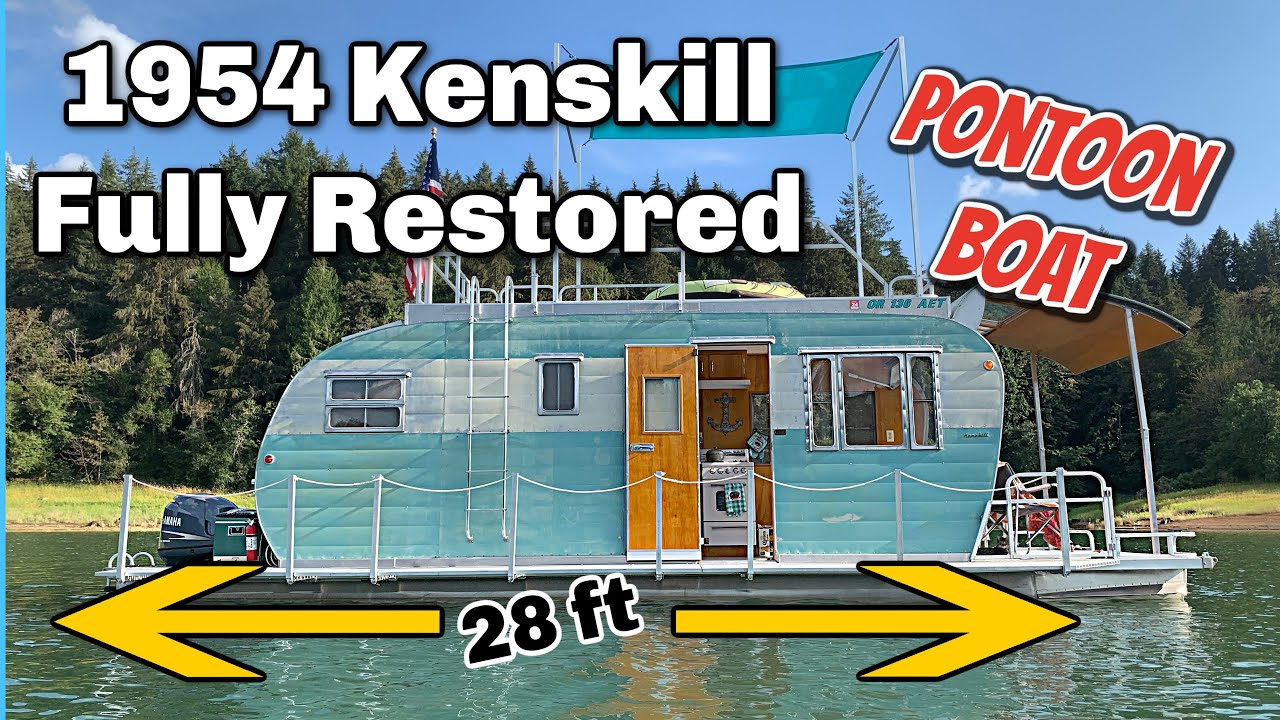 One of a Kind! 1954 Kenskill Restored Vintage Pontoon Trailer - YouTube