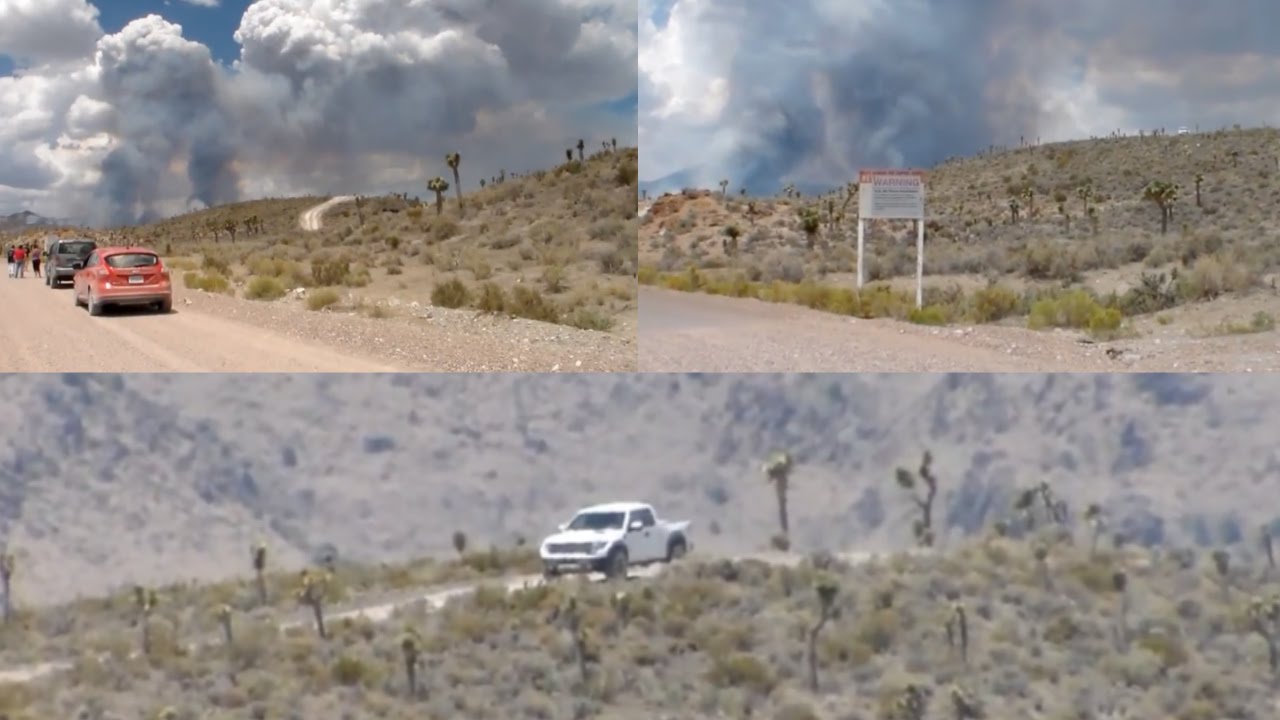 Area 51 Front (Line) Gate Visited and Filmed During Big Fire Smoke ...
