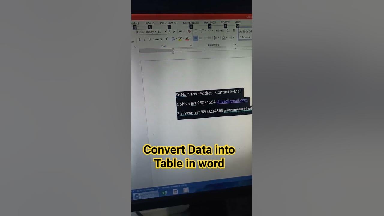 How To Convert Data Into Table In Ms Wordshorts Shortsviral Short Teacher Youtube