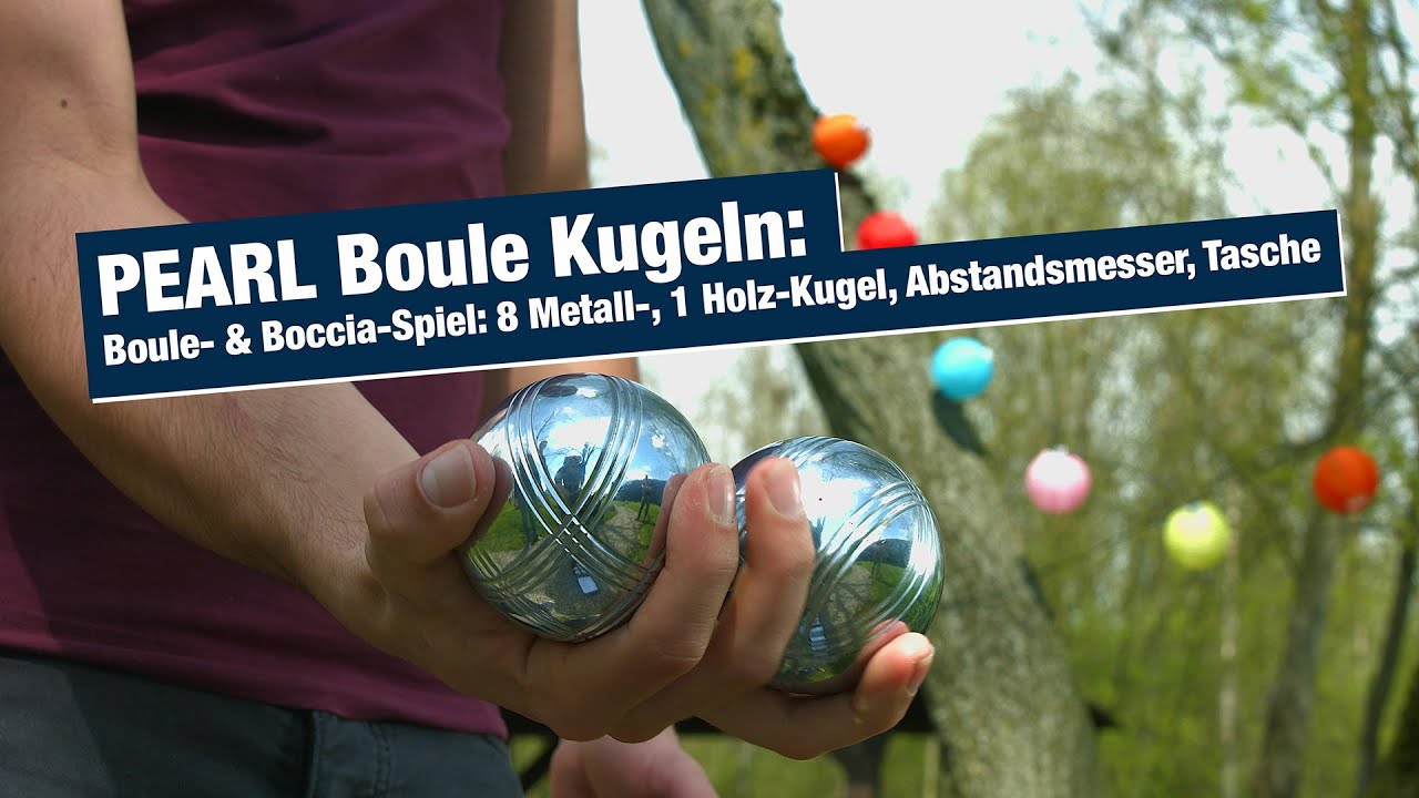 PEARL Boule Kugeln: Boule- & Boccia-Spiel: 8 Metall-, 1 Holz-Kugel ...