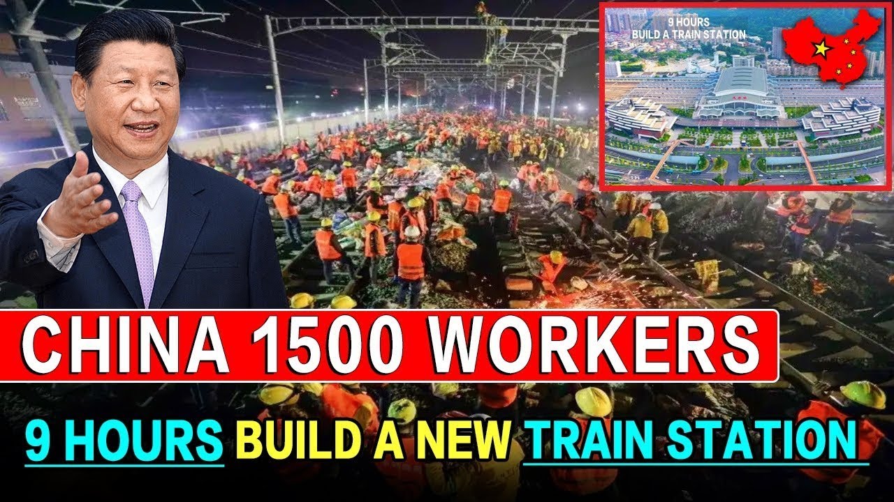 China 1500 Workers Build The Train Station in 9 Hours | Chinese Speed ...