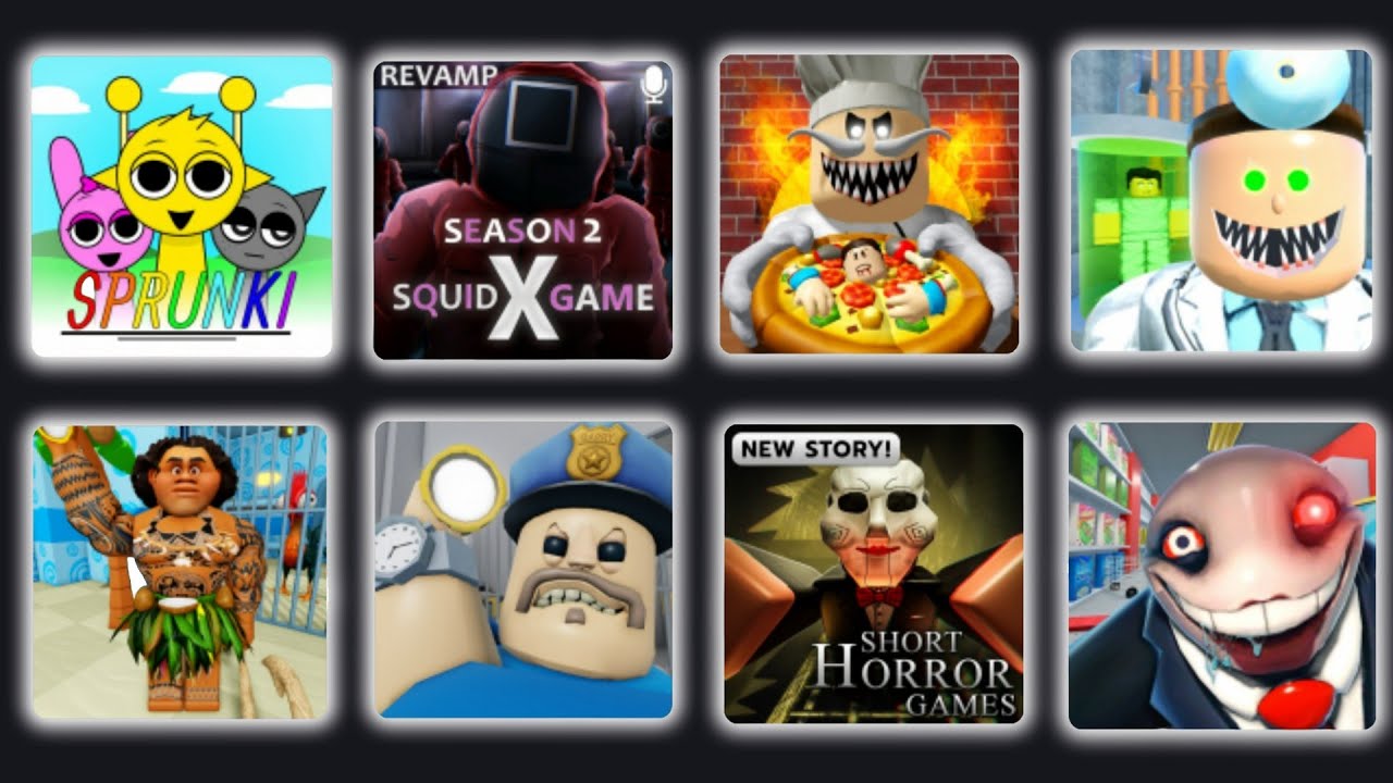 ROBLOX, BARRY'S PRISON RUN, ESCAPE PAPA PIZZA'S PIZZERIA, SHORT HORROR ...