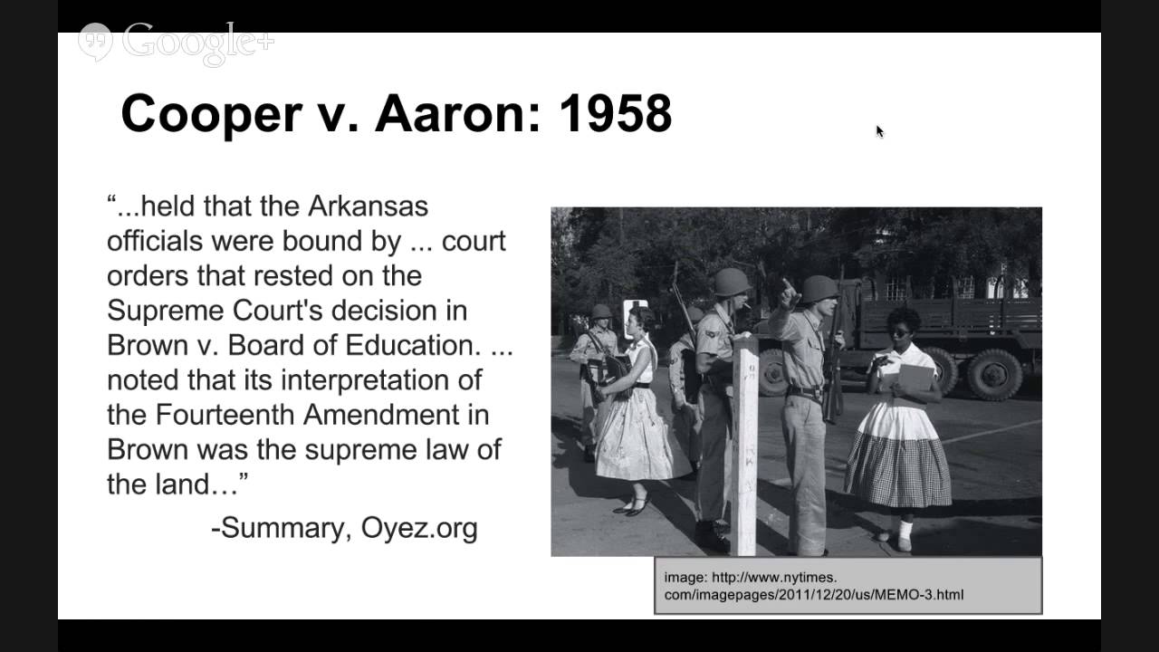 The Supreme Court Precedent Cases Cooper v Aaron 1958 - YouTube