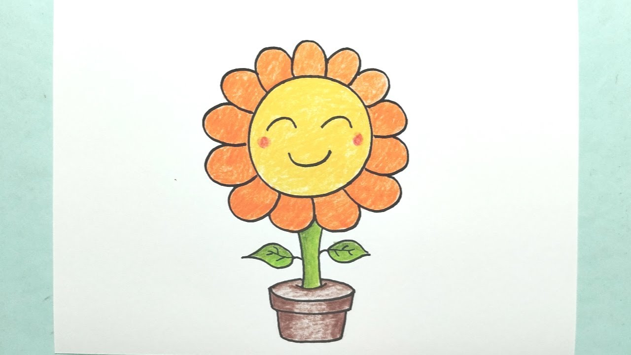 Sunflower Plant Drawing For Kids
