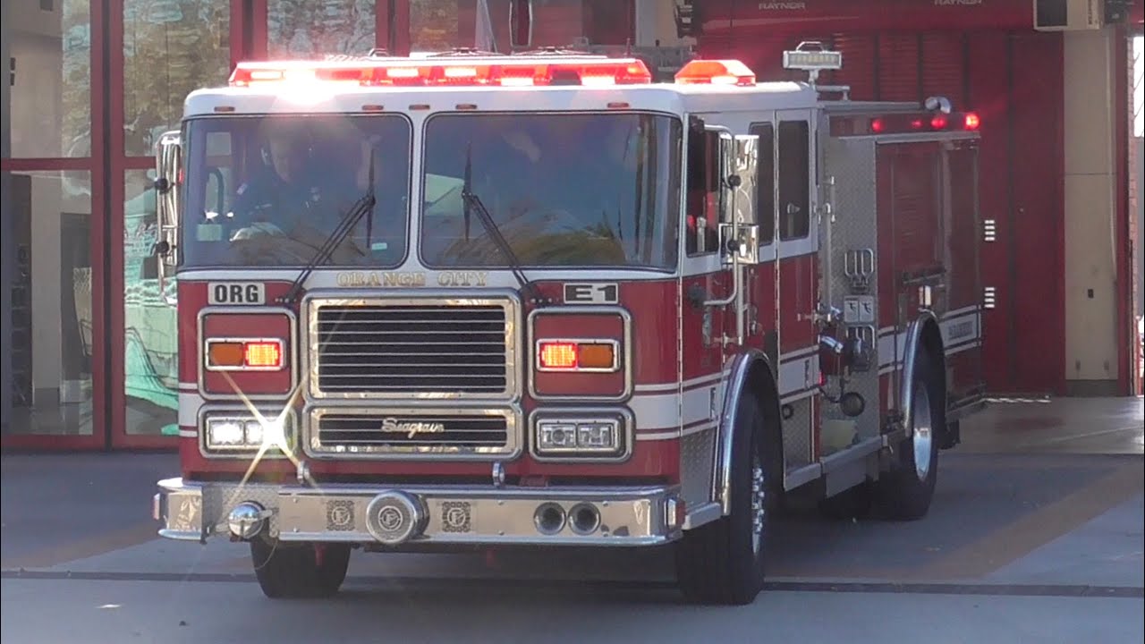 Orange City Fire Dept. Engine 1 & Rescue 1 Responding - YouTube