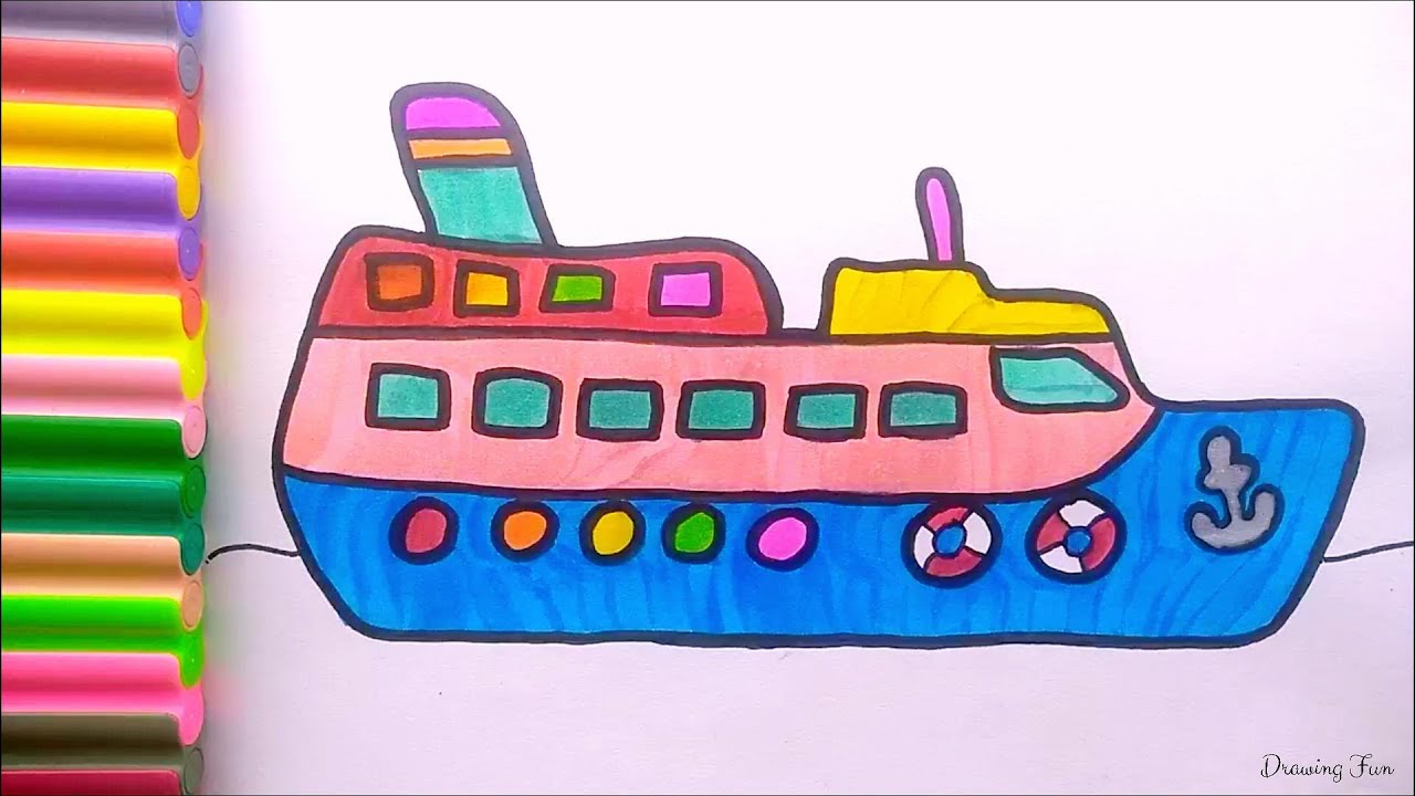 How to draw a ship for kids | Drawing & coloring ship | ship drawing ...