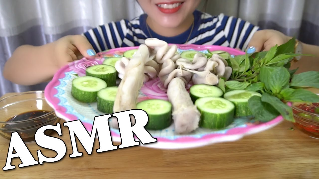 EATING EXOTIC FOOD ASMR | BOILED PIG ORGANS | EATING SOUNDS NO TALKING ...
