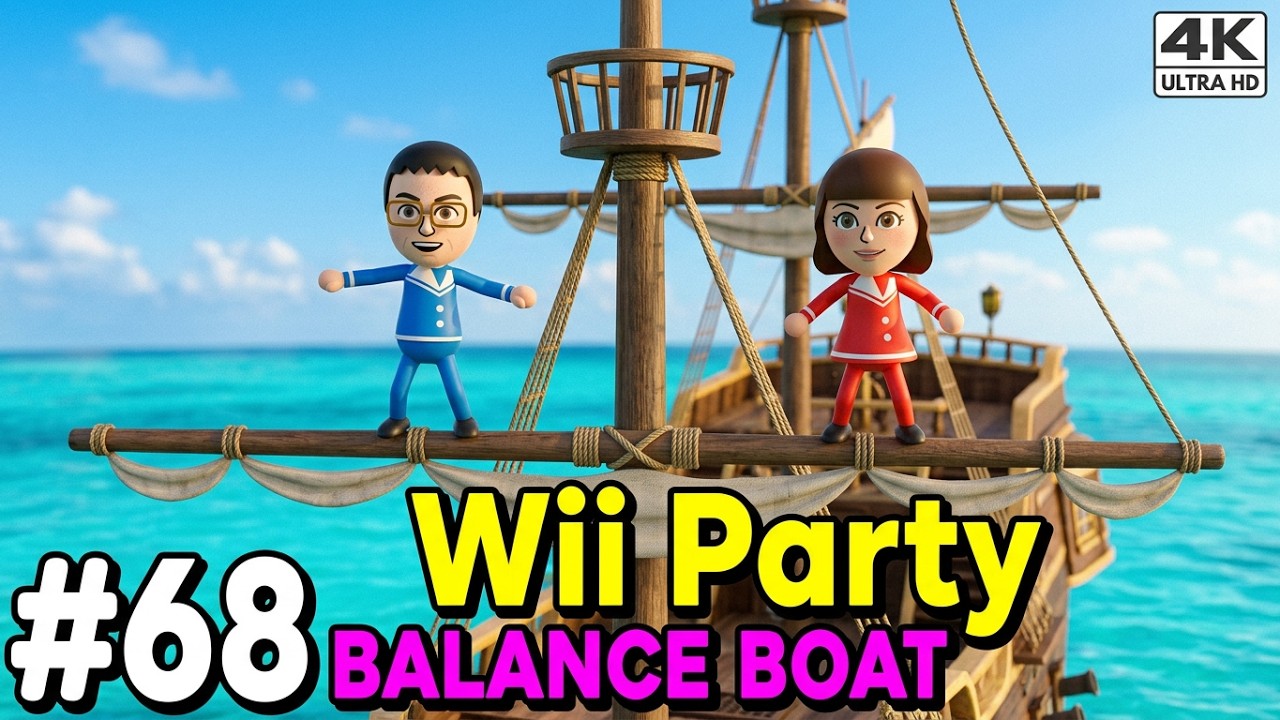 Wii party - Balance Boat (#68) Game challenge 01 Daddy & Mommy - YouTube