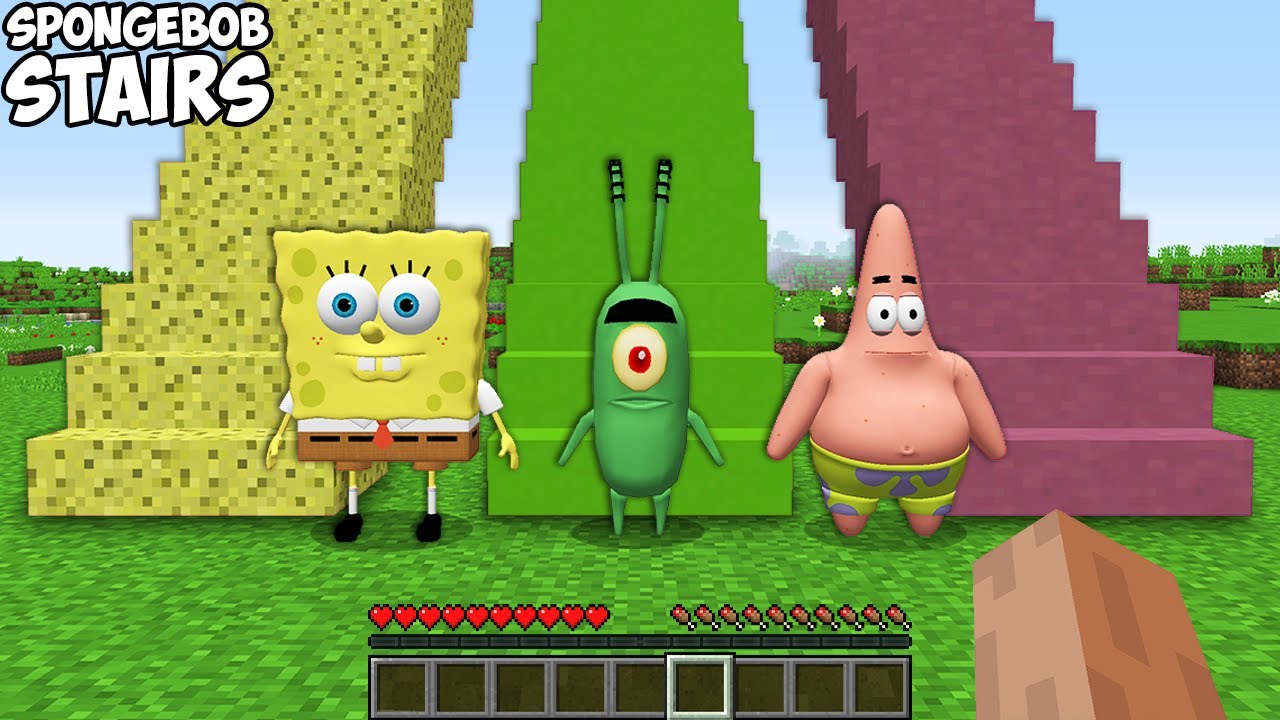 SPONGEBOB vs PATRICK vs PLANKTON SUPER LONGEST STAIRS! SPONGEBOB ...