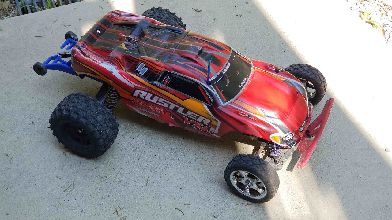 100 mph Rustler part 1 - when Traxxas Rustler meets Chevy truck - YouTube