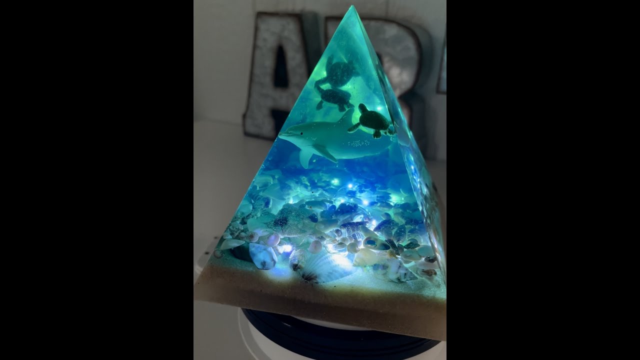 Ocean Themed LIGHT UP Resin Pyramid Tutorial- by Karen Governale - YouTube