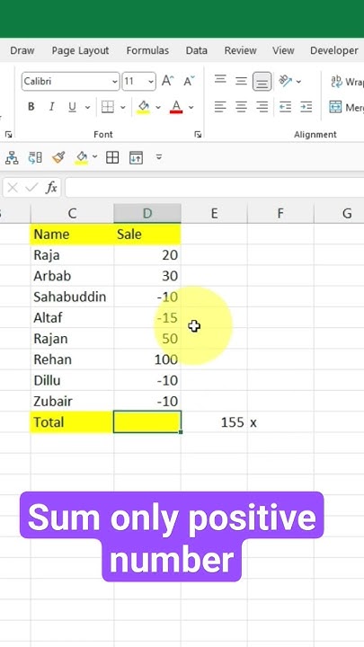Sum Only Positive Number Sumif Sum Positive Number Excel Exceltips Exceltricks Excel 8732