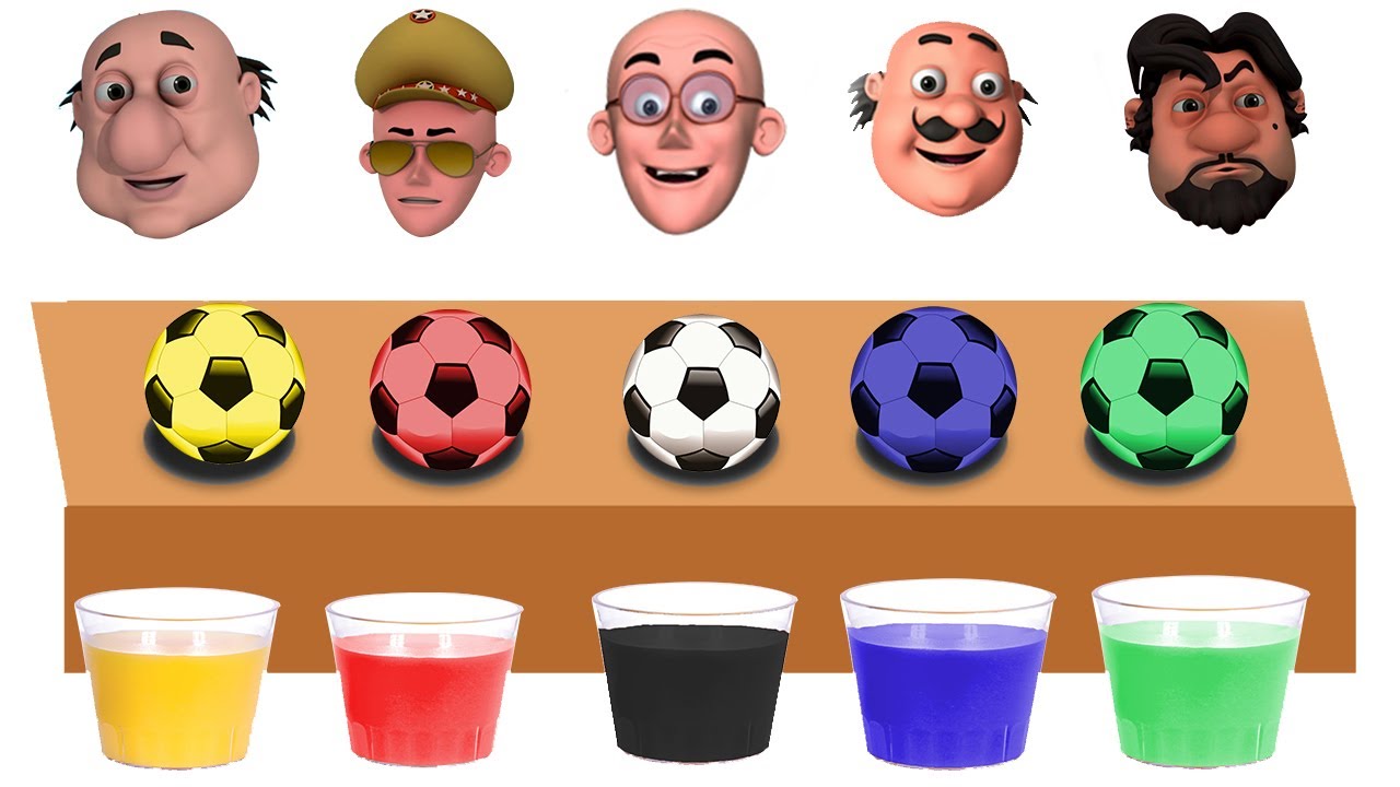 Learn Colors with Motu Patlu and Soccer Balls for Children | Finger ...