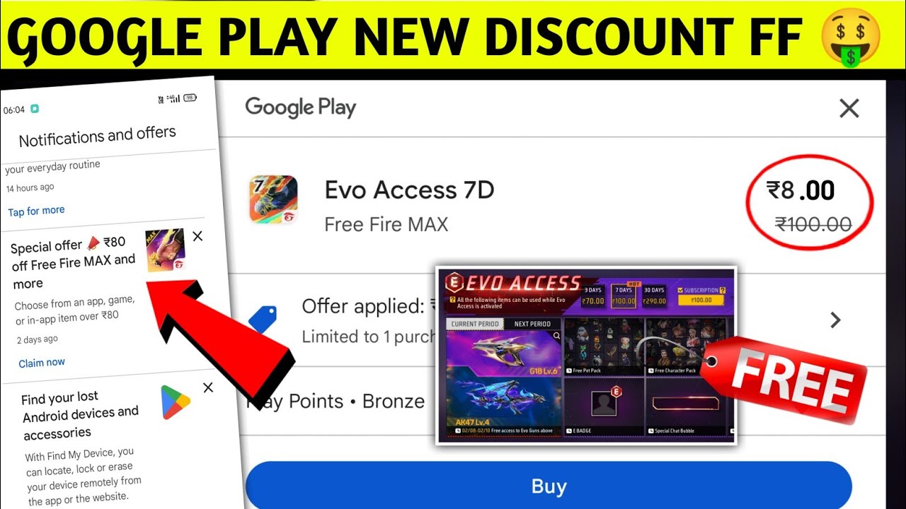 FREE FIRE 95 OFF OFFER | HOW TO REDEEM PLAY STORE 95 DISCOUNT | FREE ...