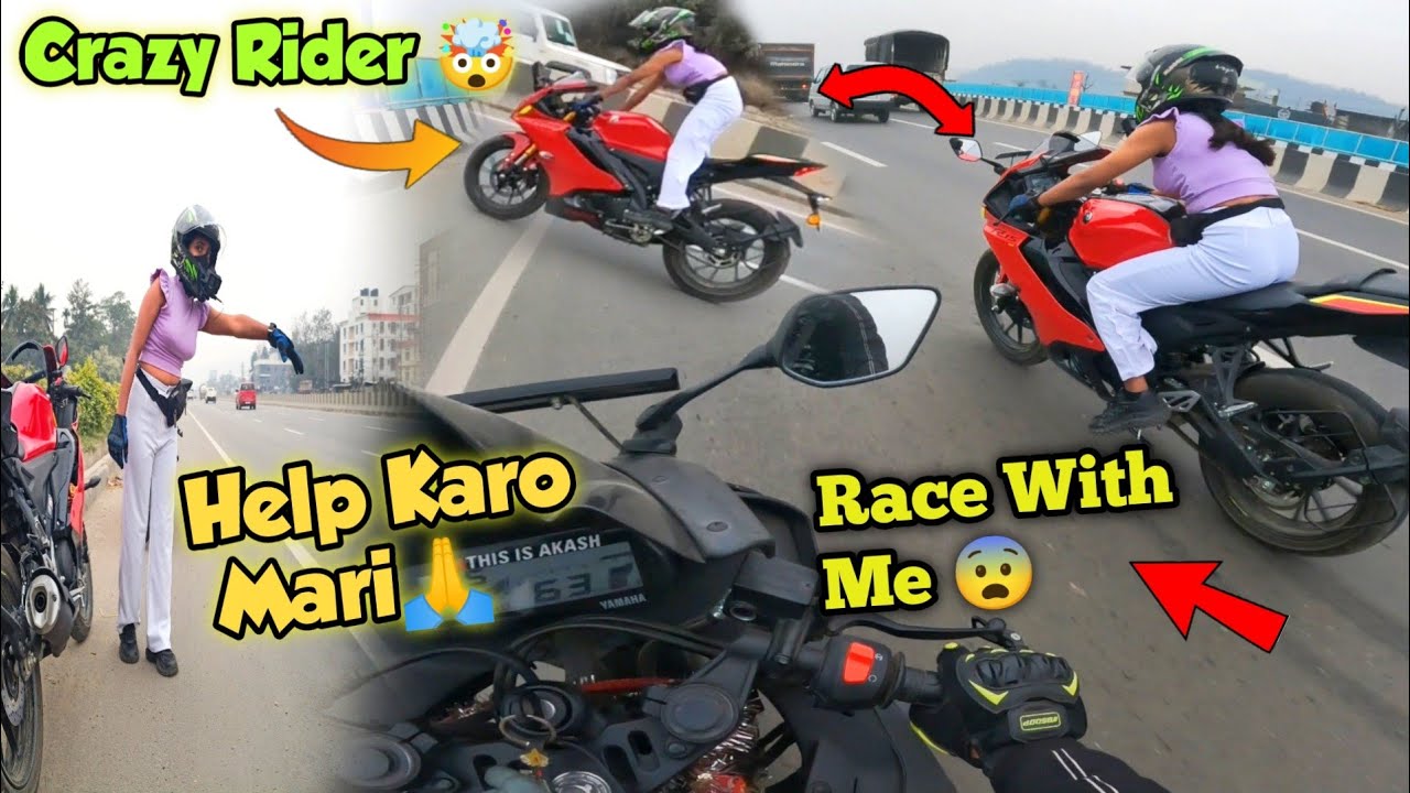 Random Cute Girl Rider On R15 Try To Race With Me 😨 Please Help Me 🙏