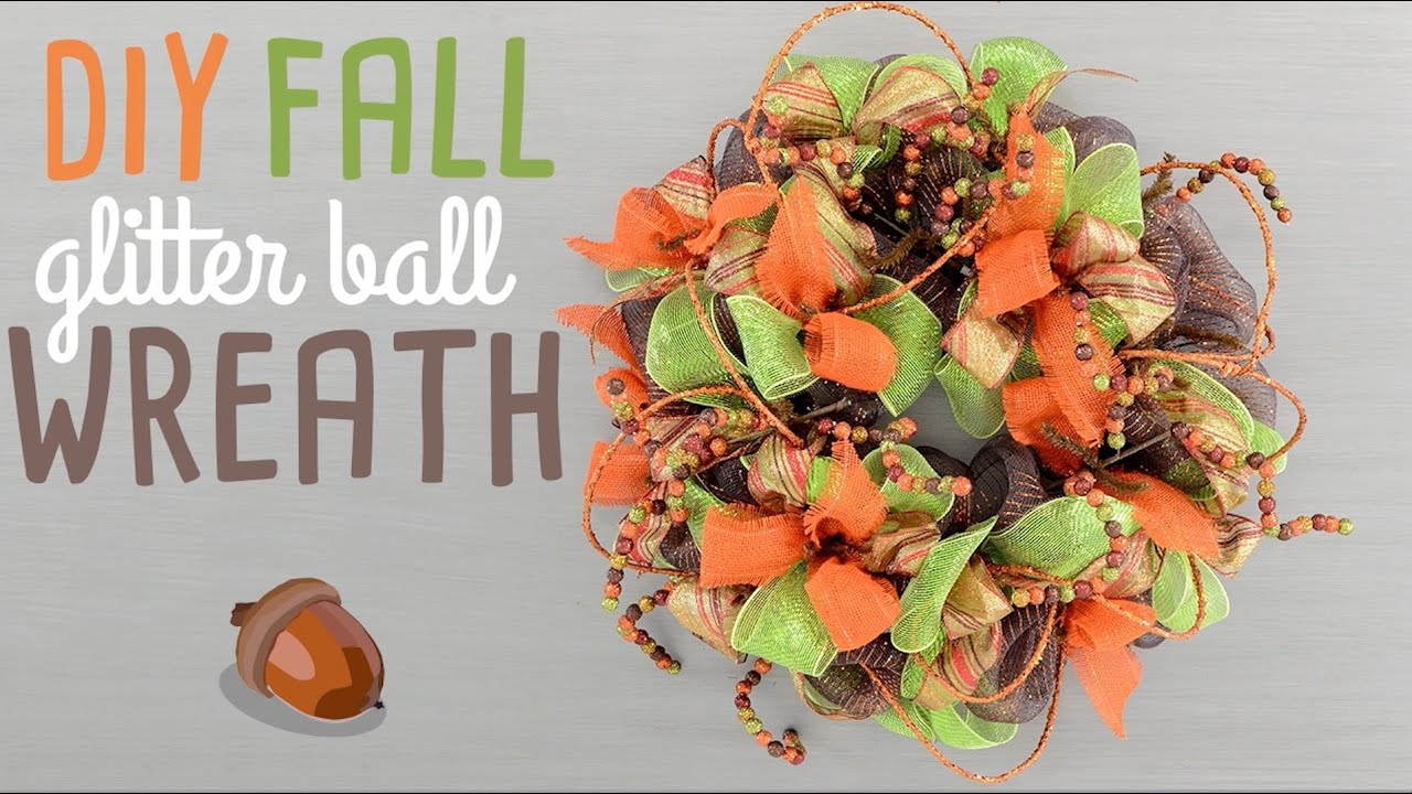 Fall Glitter Ball Wreath - YouTube