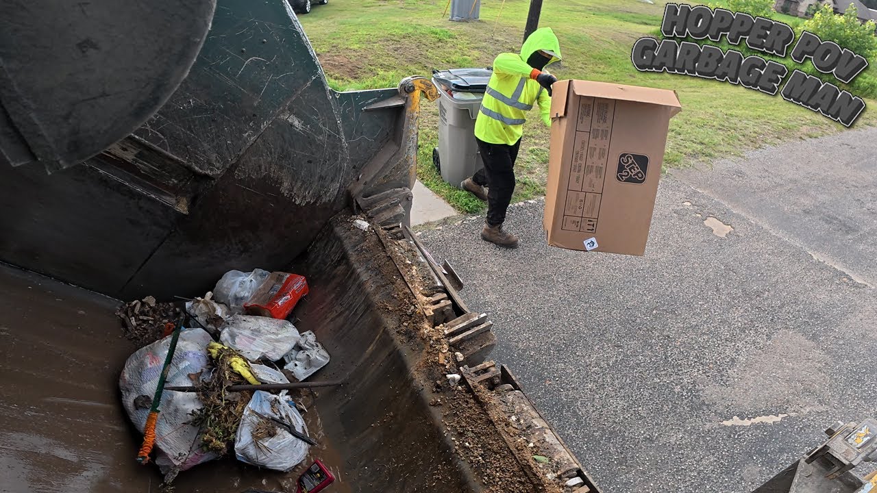 Garbage Collection in Action Trash Truck Hopper POV - Garbage Man | 4K ...