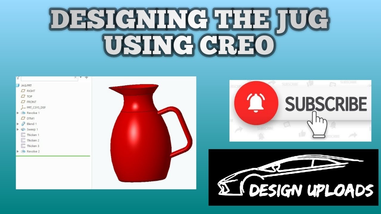 HOW TO CREATE THE JUG USING CREO SURFACE - YouTube